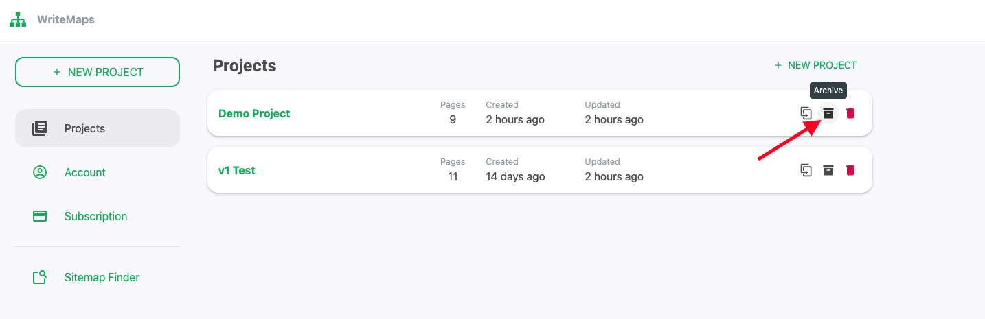 Delete & Archive Sitemaps - WriteMaps