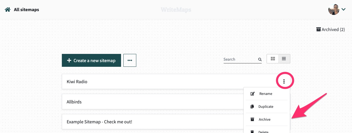 Delete & Archive Sitemaps - WriteMaps