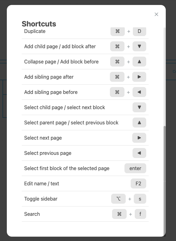 Keyboard Shortcuts - WriteMaps