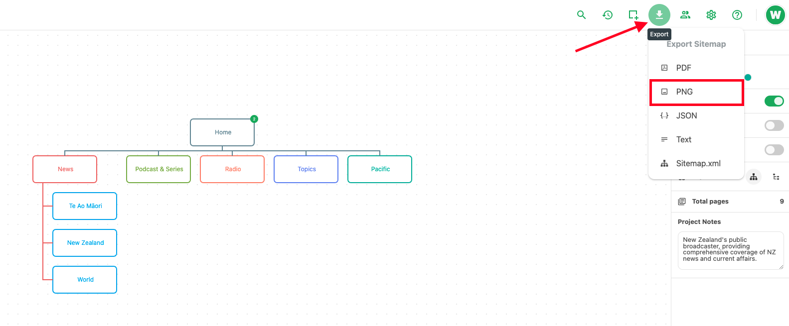 Export / download as 'PNG' - WriteMaps