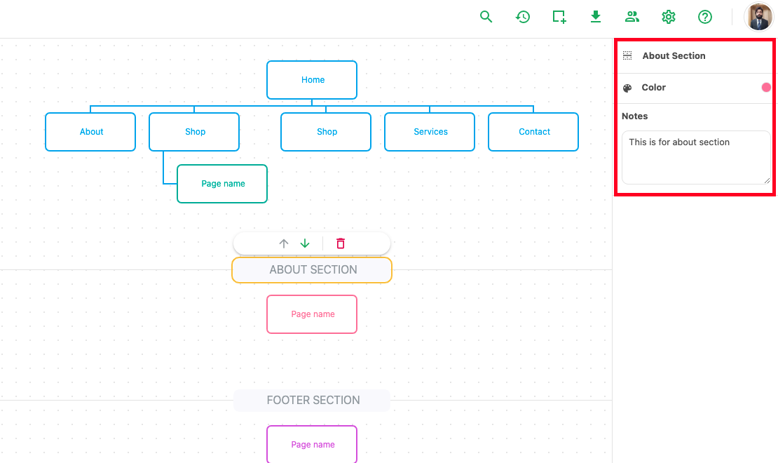 Sections e.g. Footer - WriteMaps